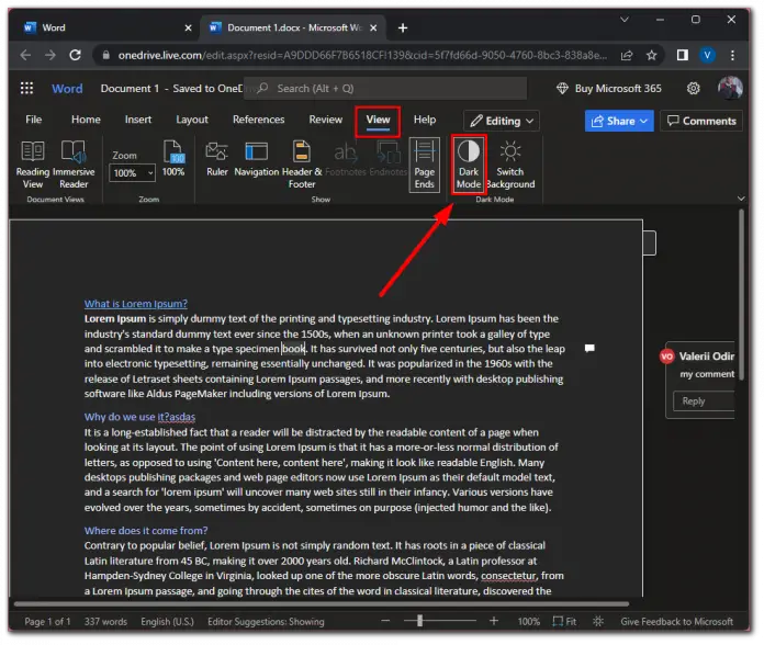 How to turn off dark mode in Microsoft Word | Splaitor