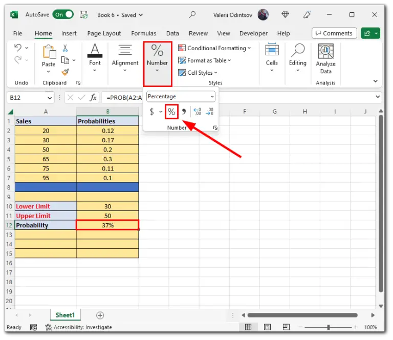 How to calculate probability in Excel | Splaitor